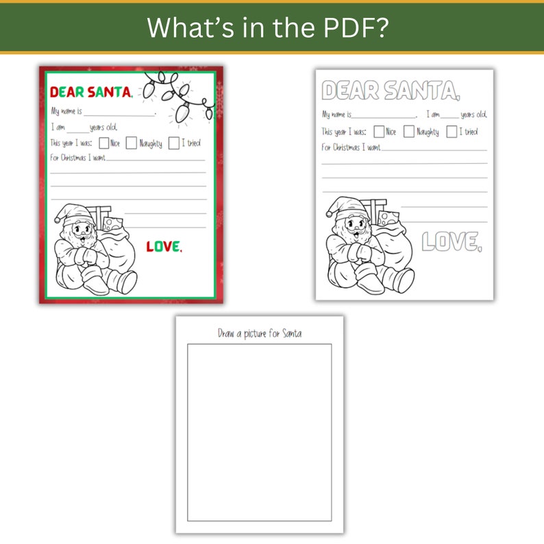 Letter to Santa Coloring Page, Printable Dear Santa Letter, Christmas ...