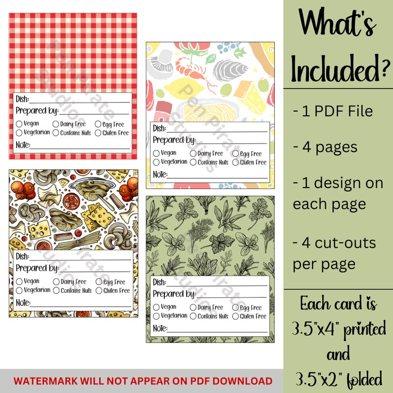 Downloadable Potluck Table Tent Cards | Italian | Office Potluck ...