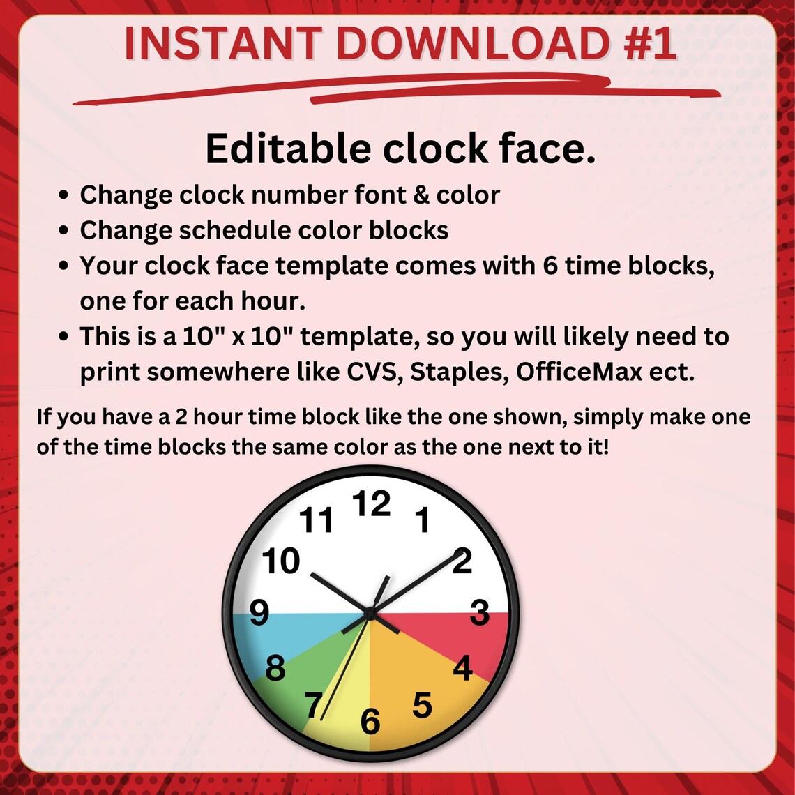 Editable Daily Schedule Clock for Children, Kid's After School Clock ...