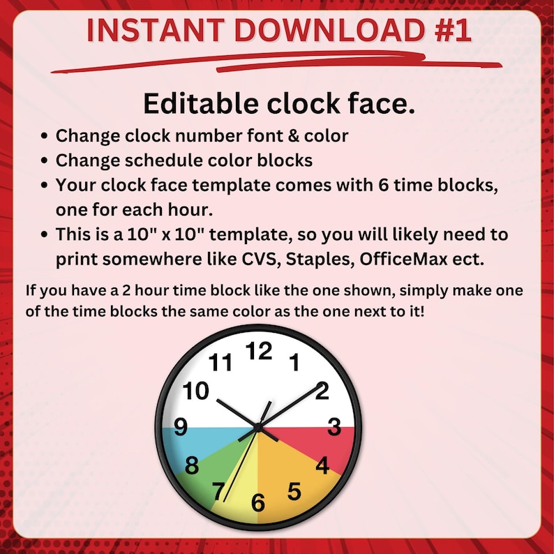 Editable Daily Schedule Clock for Children, Kid's After School Clock ...