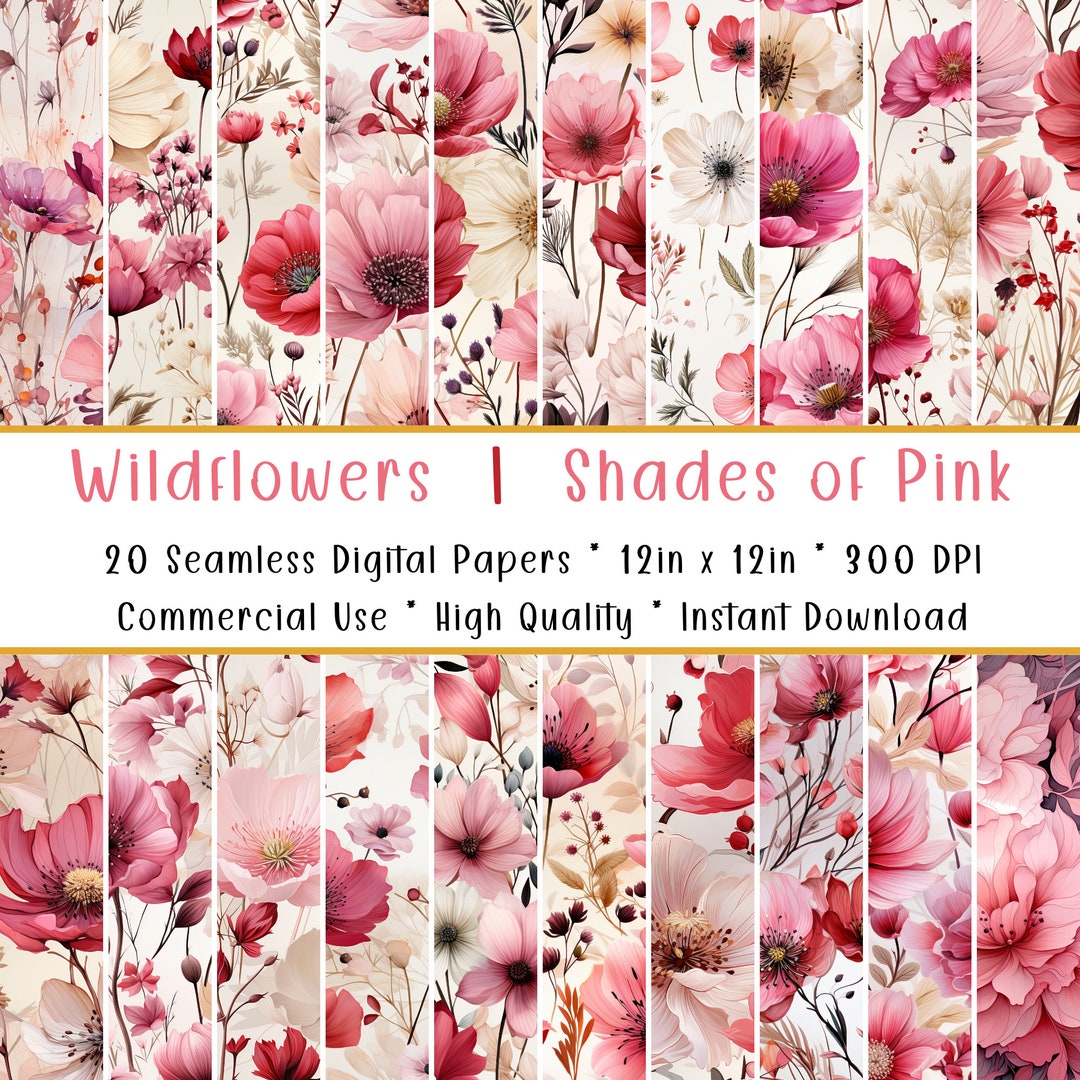 Spring Seamless Digital Paper, Shades of Pink Digital Paper, Spring ...