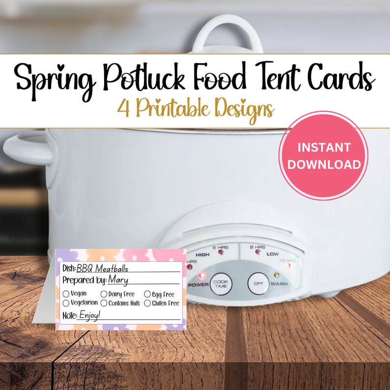 Downloadable Potluck Table Tent Cards | Spring | Office Potluck ...