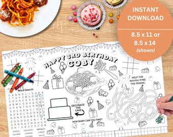 Editable Pizza Party Placemat Printable Italian Party Coloring Page ...