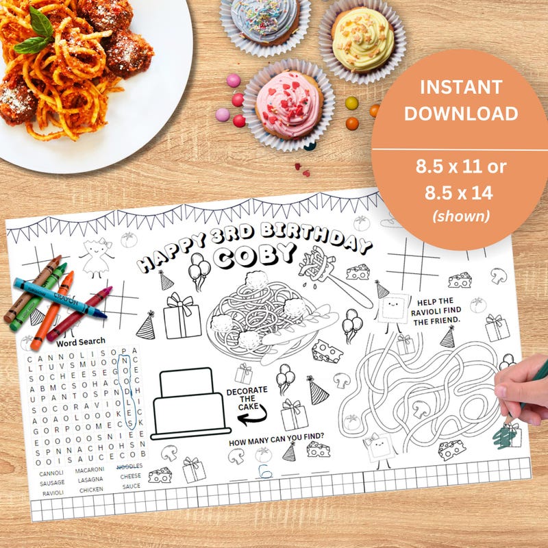 Pasta Party Placemats - Etsy
