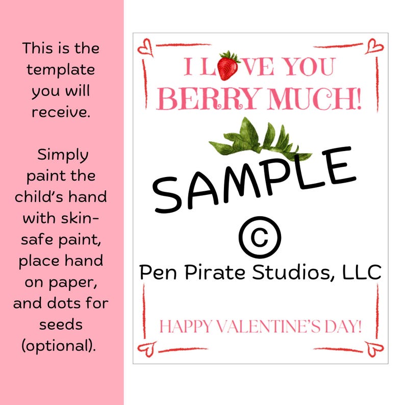 I Love You Berry Much Printable Handprint Art Kids Craft Strawberry DIY ...