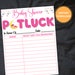 Downloadable Potluck Sign-up Sheet | Baby Shower Potluck Sign-up Form ...