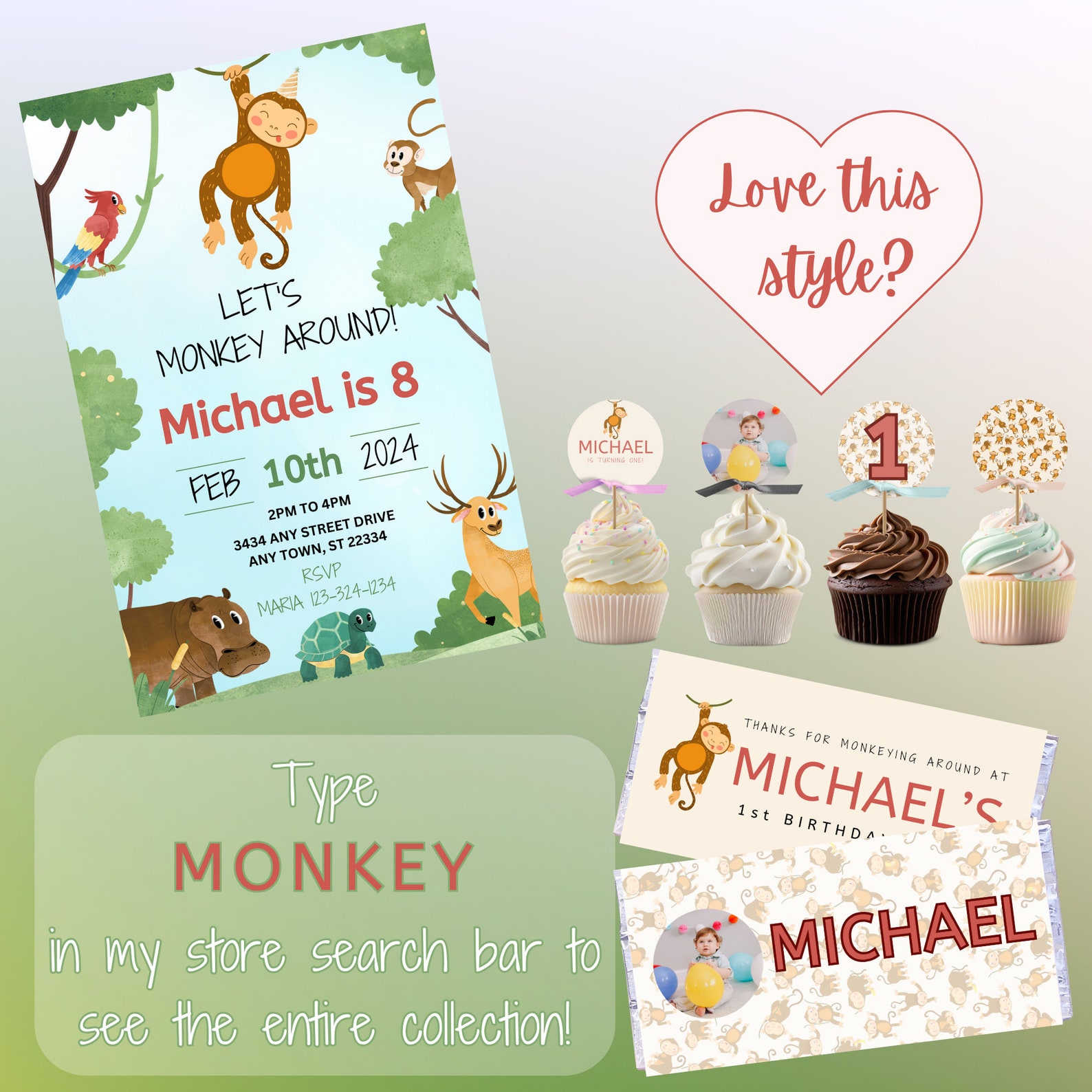 DIY Editable Monkey Birthday Party | Invitation Template Monkey ...