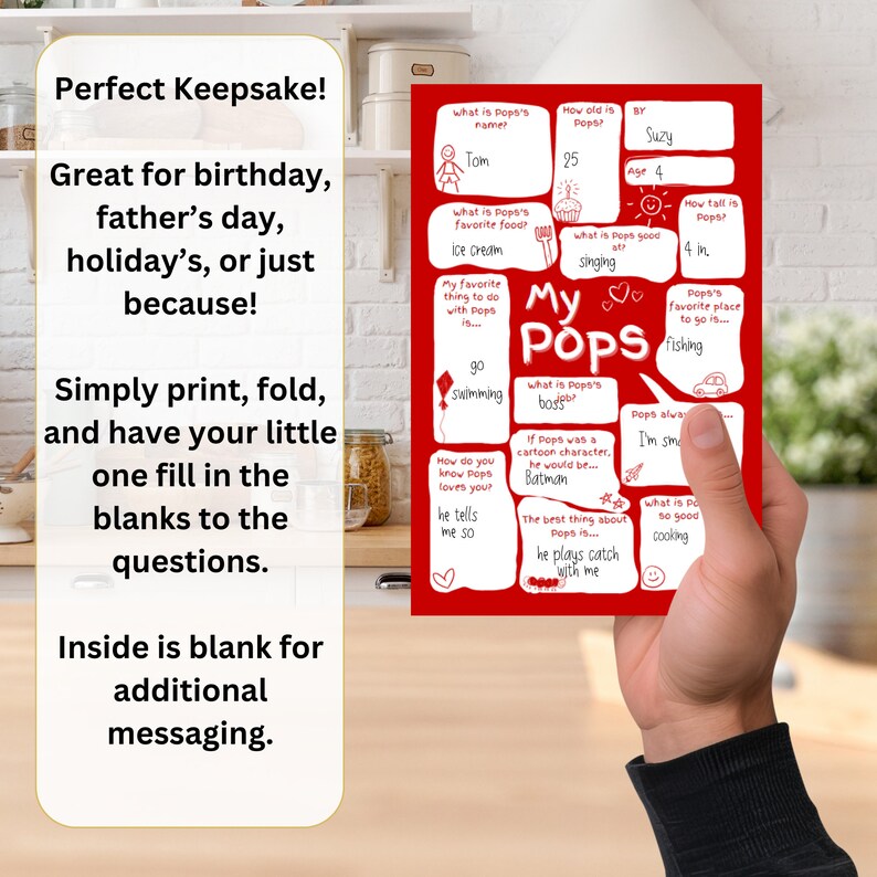 DIY Fill in the Blanks Father's Day Card for Pops | Keepsake Birthday ...