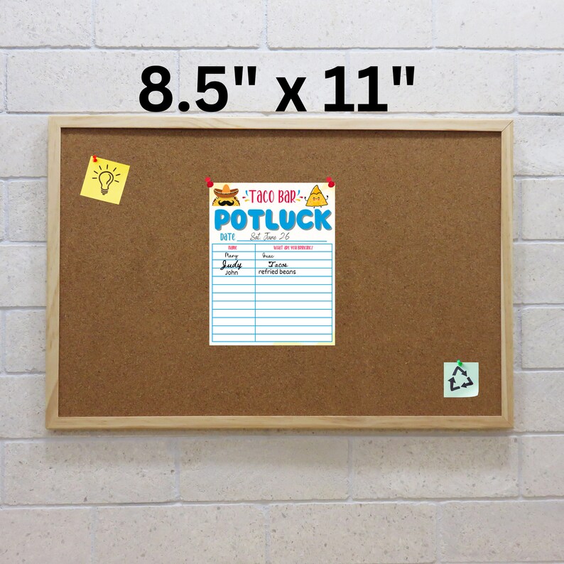 Downloadable Office Potluck Sign-up Sheet | Taco Bar Form | Instant ...
