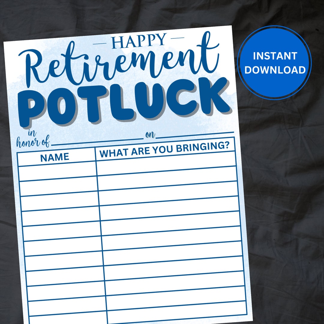 Downloadable Potluck Sign-up Sheet | Office Potluck | Retirement Party ...