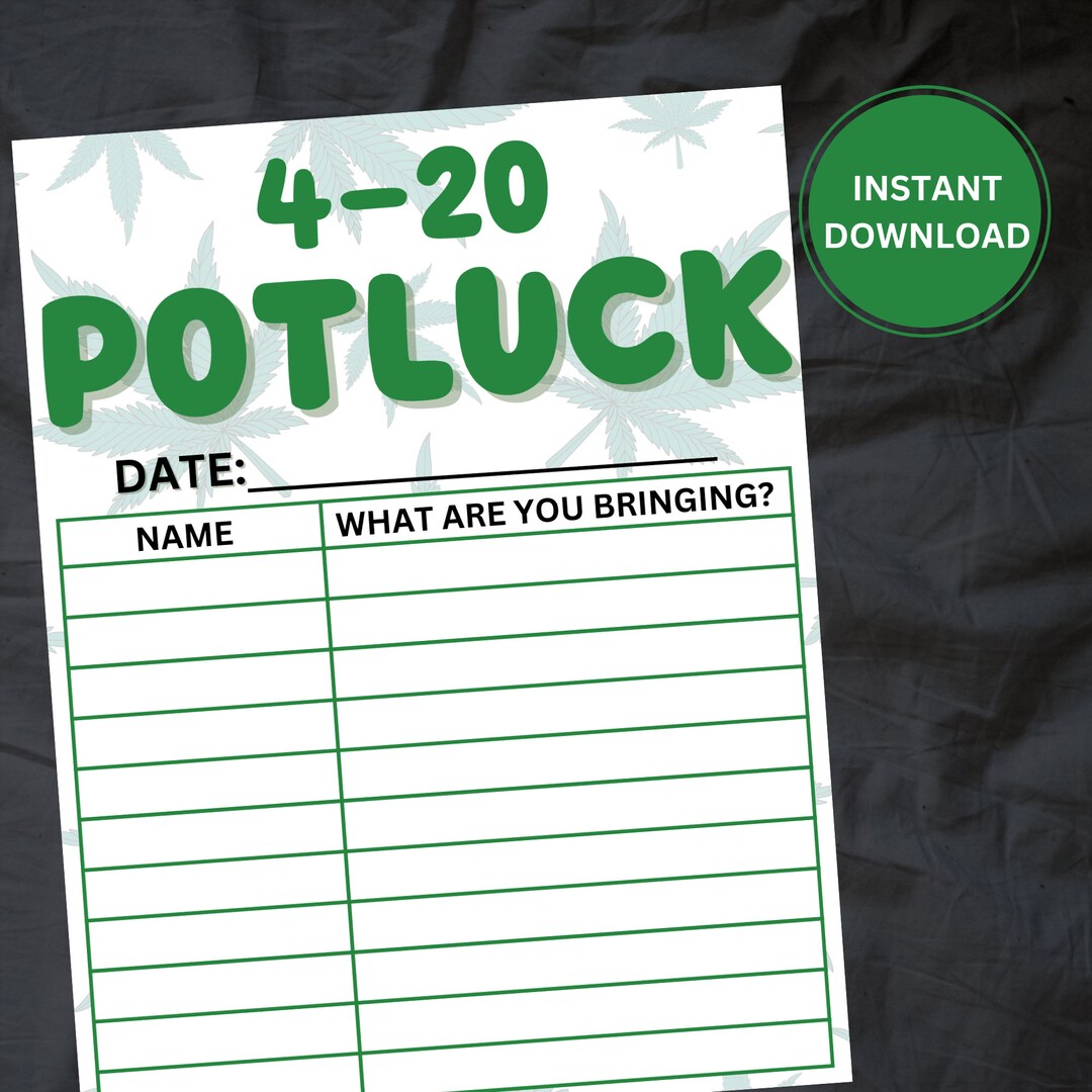 Downloadable Potluck Sign-up Sheet | 420 Potluck Sign-up Form | Office ...