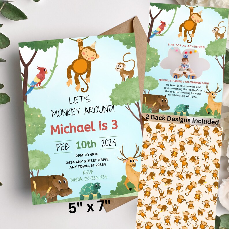 DIY Editable Monkey Birthday Party | Invitation Template Monkey ...