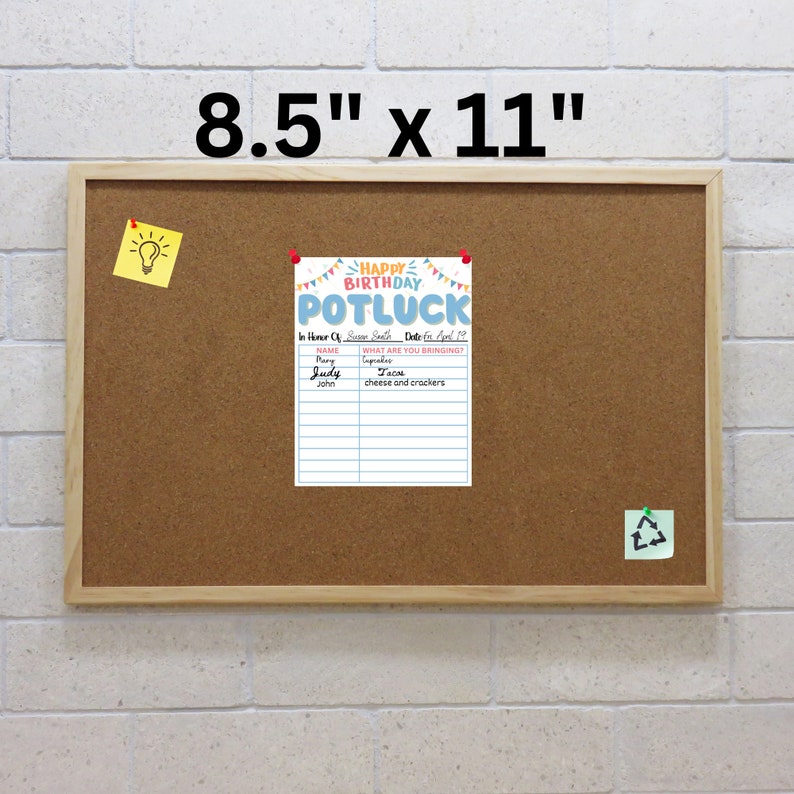 Downloadable Potluck Sign-up Sheet | Office Birthday Party Form ...