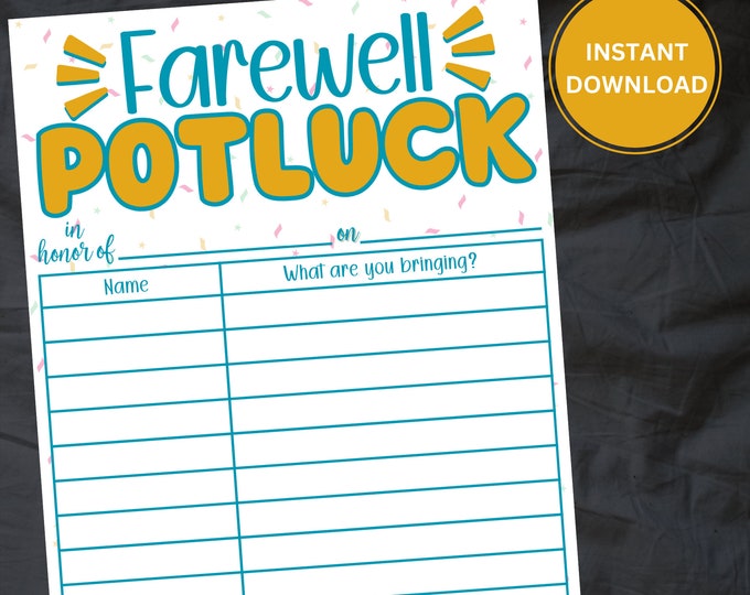 Holiday Potluck Sign up Sheet, Thanksgiving Potluck Sign up Sheet ...