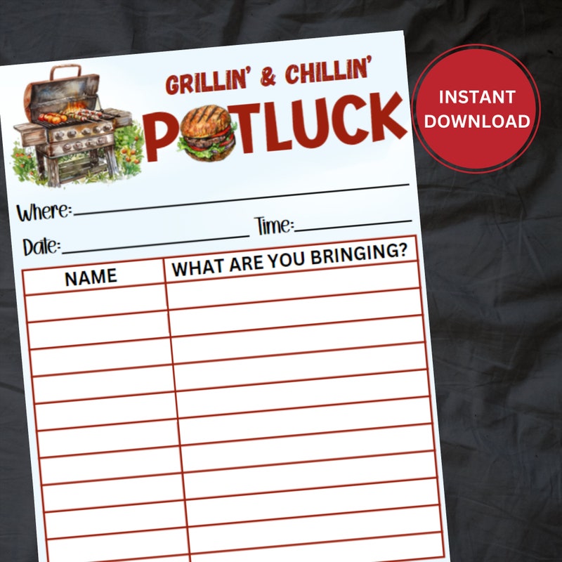 Cookout Sign up Sheet - Etsy