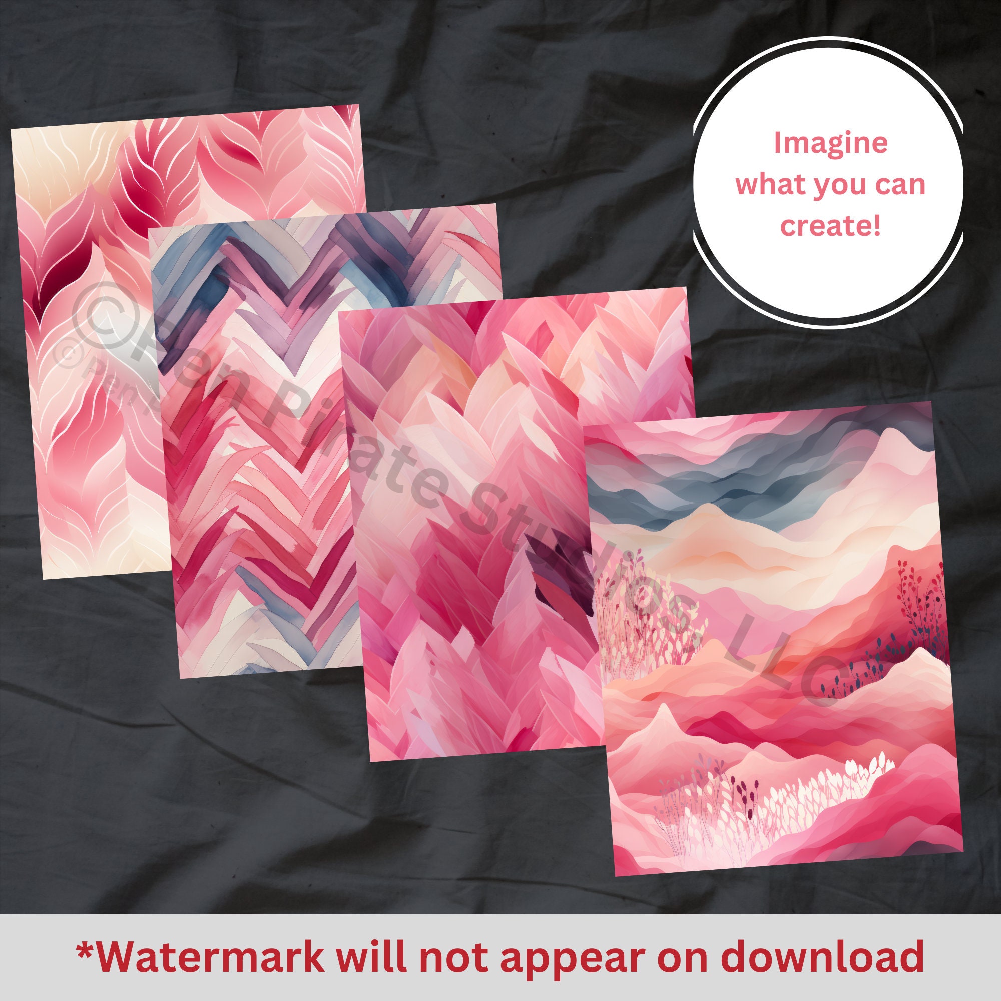 Spring Seamless Digital Paper, Shades of Pink Digital Paper, Abstract ...