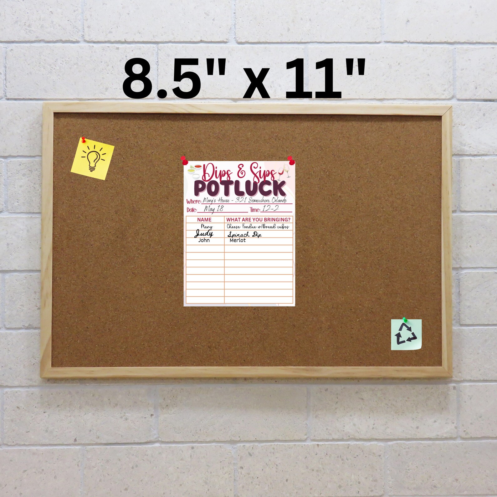Printable Potluck Sign-up Sheet | Dips and Sips Form | Wine Party ...