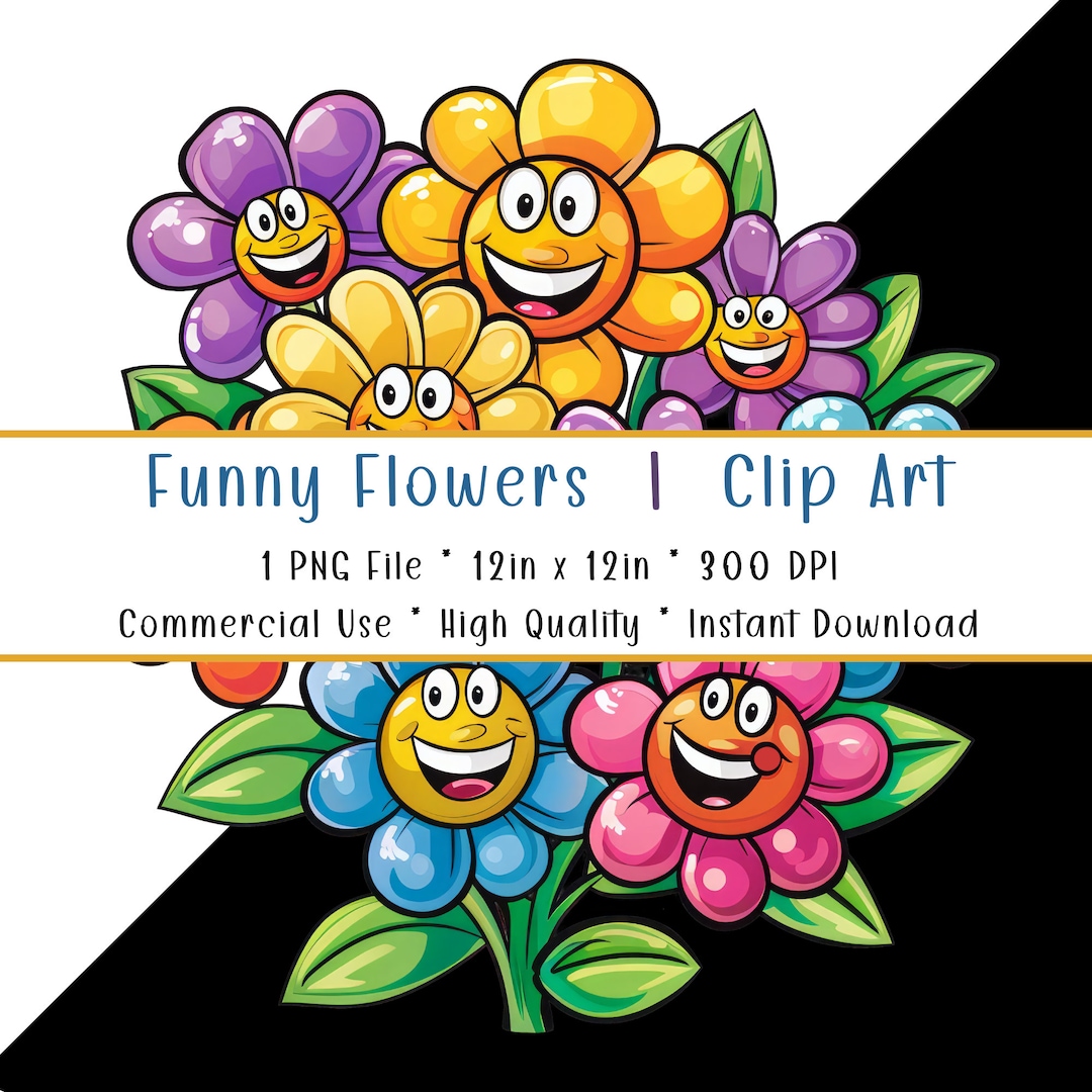 Funny Flowers Clip Art Happy Flowers Clip Art Scrapbook Card Making ...