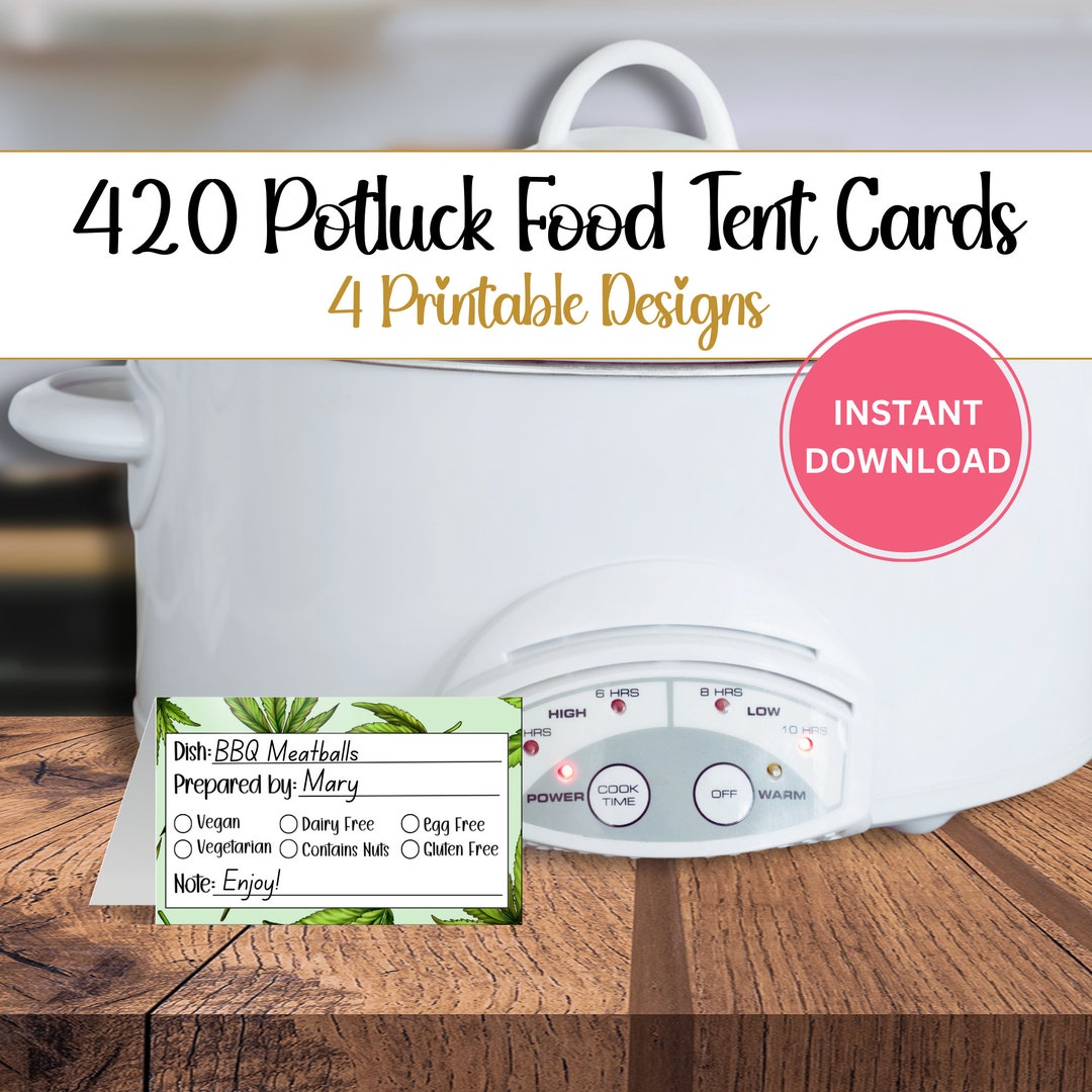 Downloadable 420 Potluck Table Tent Cards | Office Party Food Labels ...