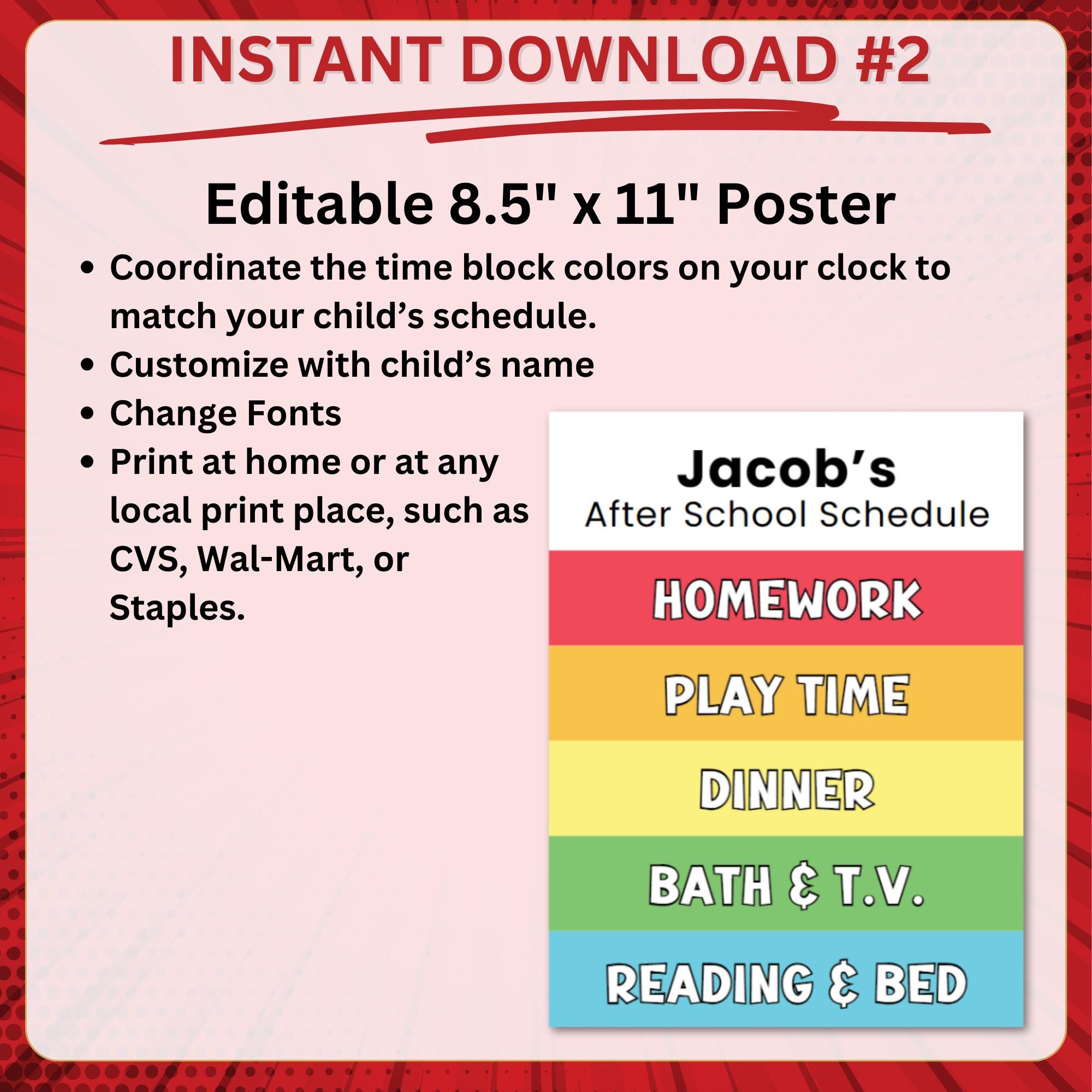 Editable Daily Schedule Clock for Children, Kid's After School Clock ...