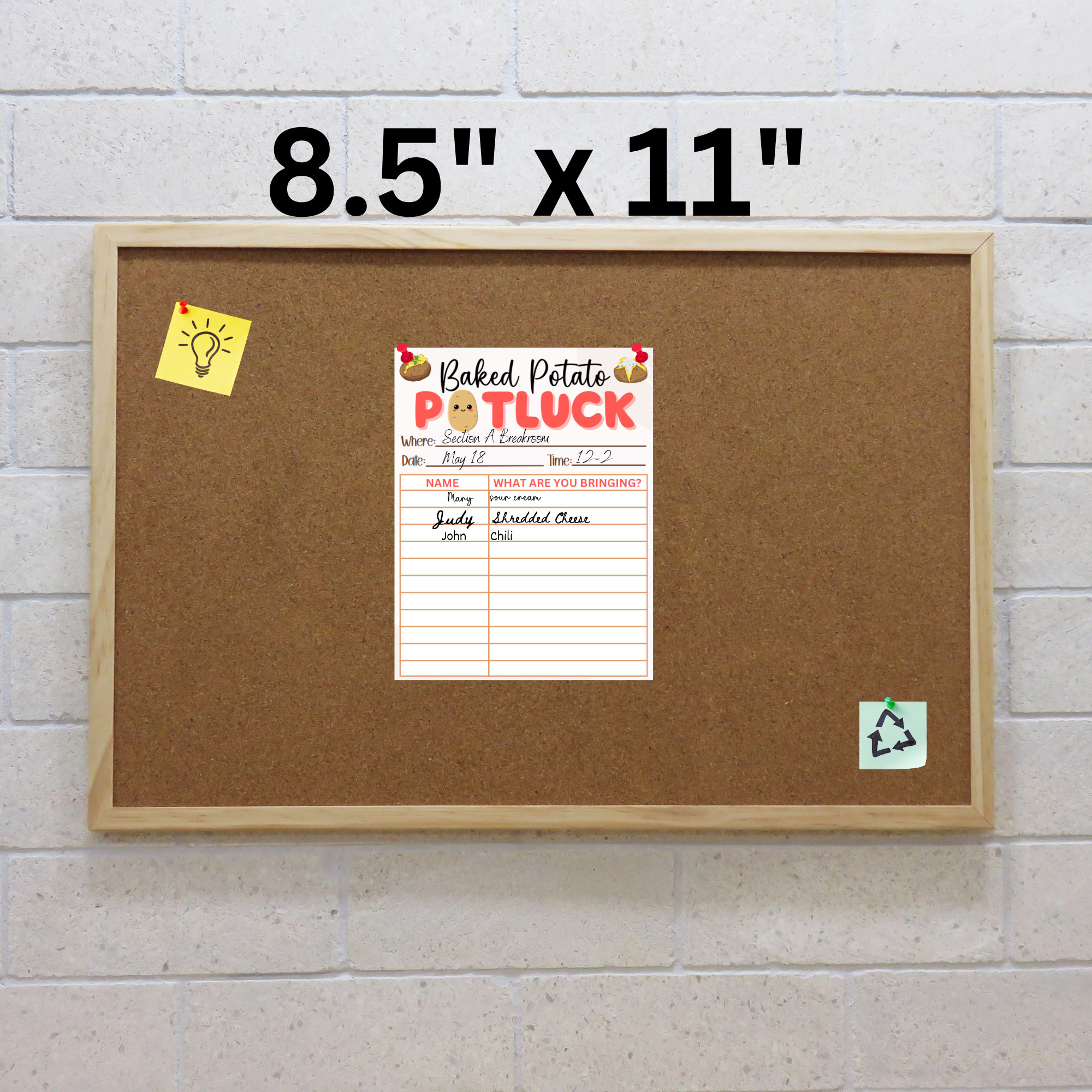 Downloadable Baked Potato Potluck Sign-up Sheet | Printable Office Form ...