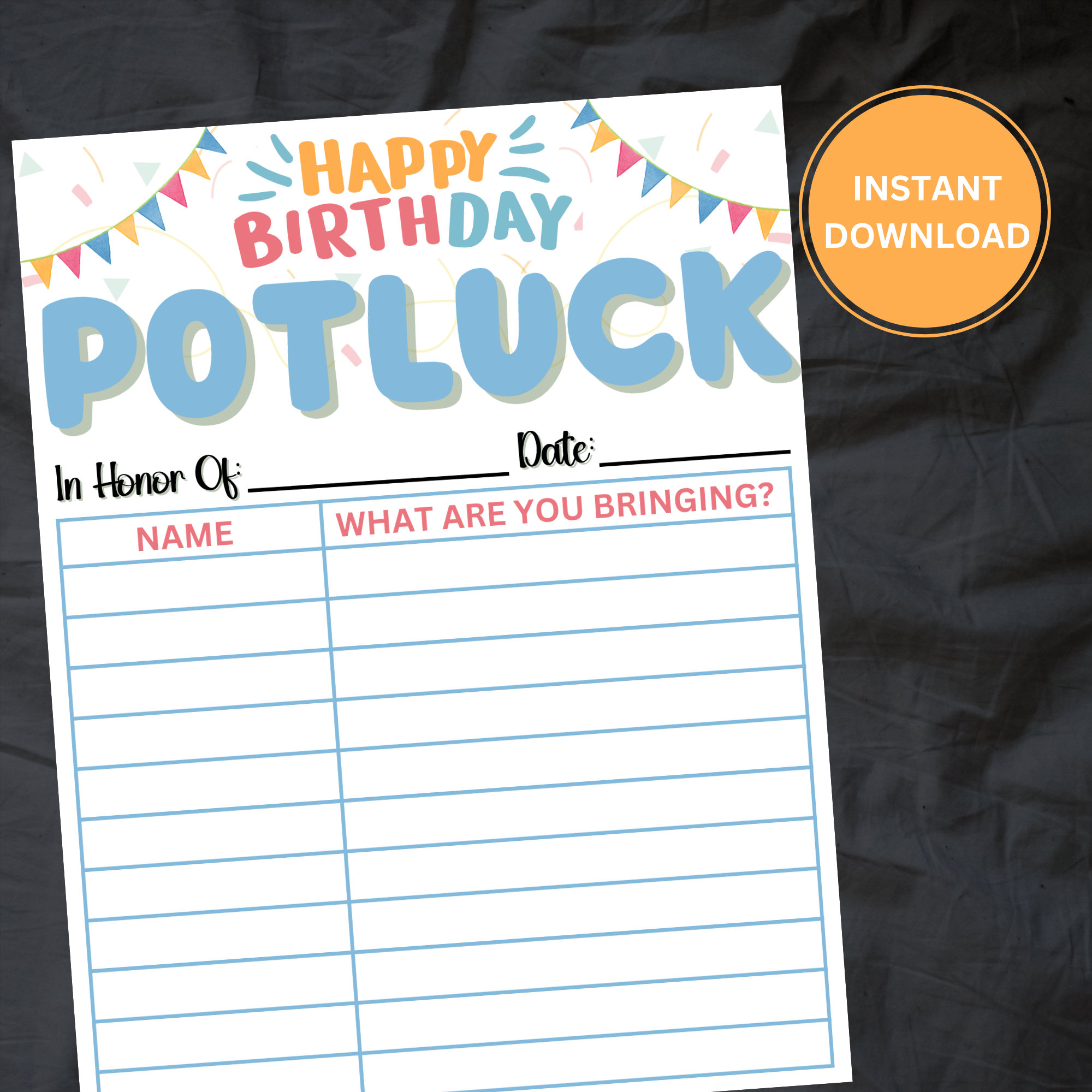 Birthday Potluck Sign Up Sheet Potluck Sign Up Sheets For Excel And