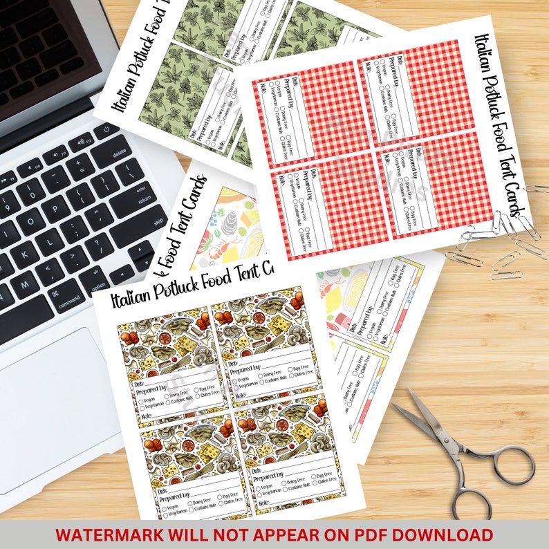 Downloadable Potluck Table Tent Cards | Italian | Office Potluck ...