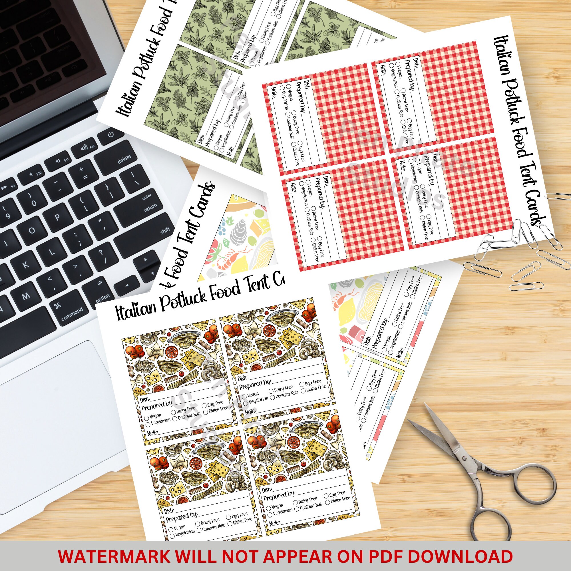 Downloadable Potluck Table Tent Cards | Italian | Office Potluck ...