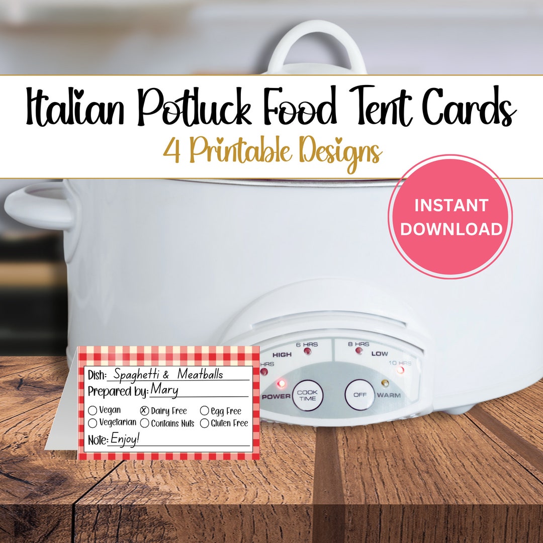 Downloadable Potluck Table Tent Cards | Italian | Office Potluck ...