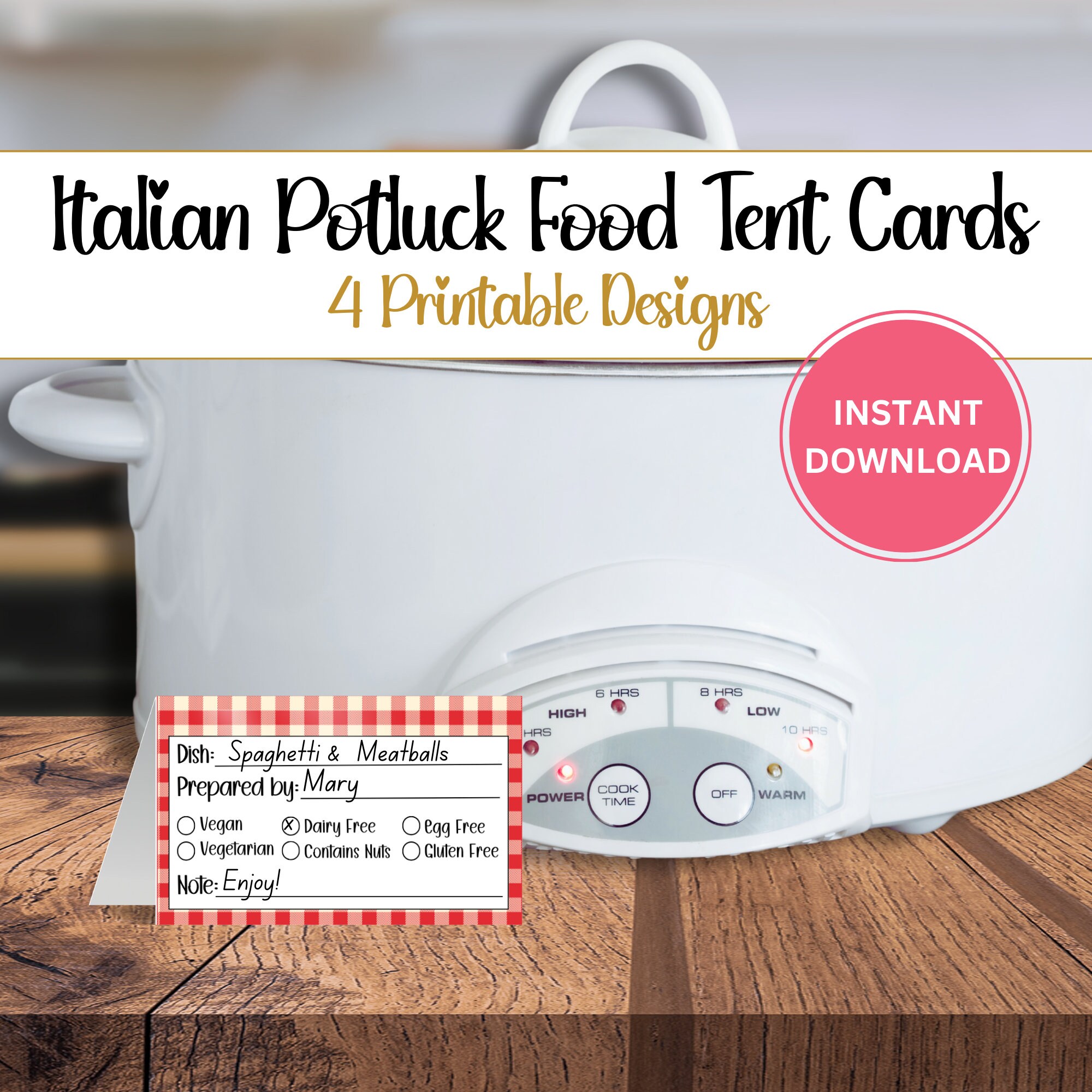 Downloadable Potluck Table Tent Cards | Italian | Office Potluck ...