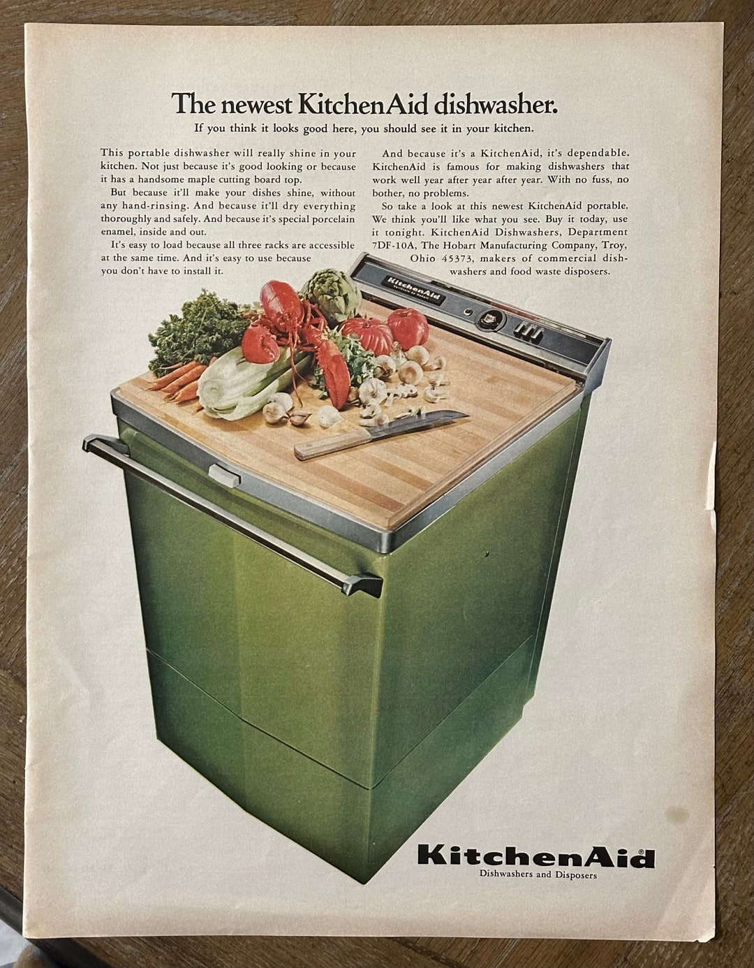 Vintage 1969 Original Kitchenaid Dishwasher Print Advertisement - Etsy