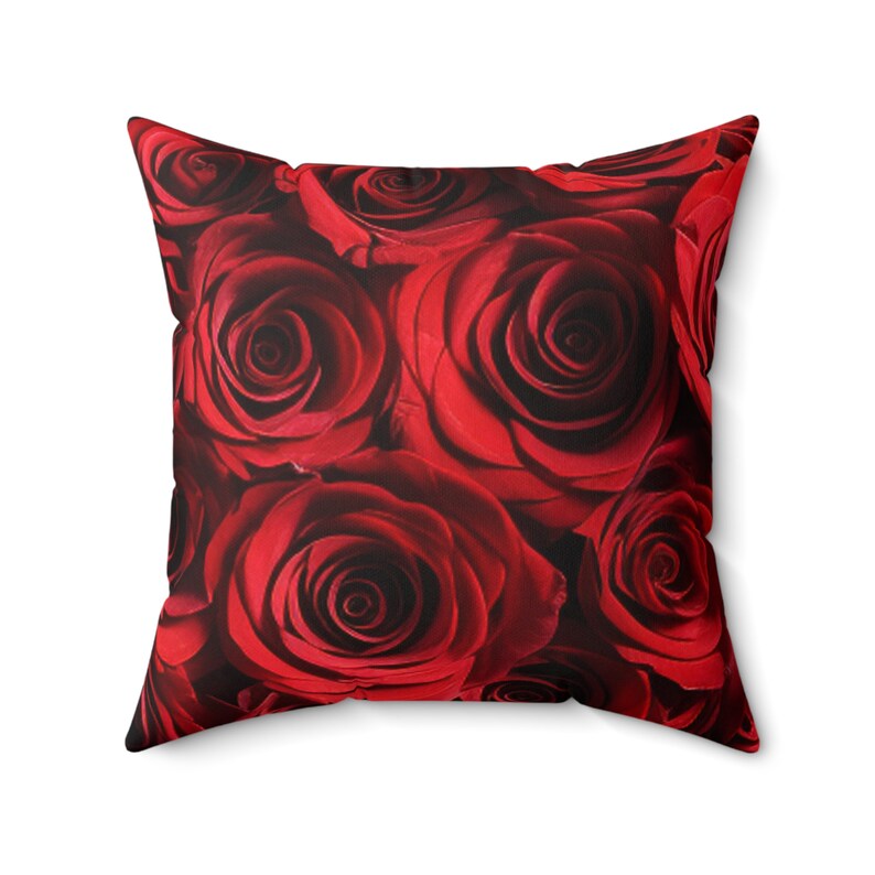 Heart Shaped Red Roses Pillow, Amour Decorative Pillow, Love Style ...