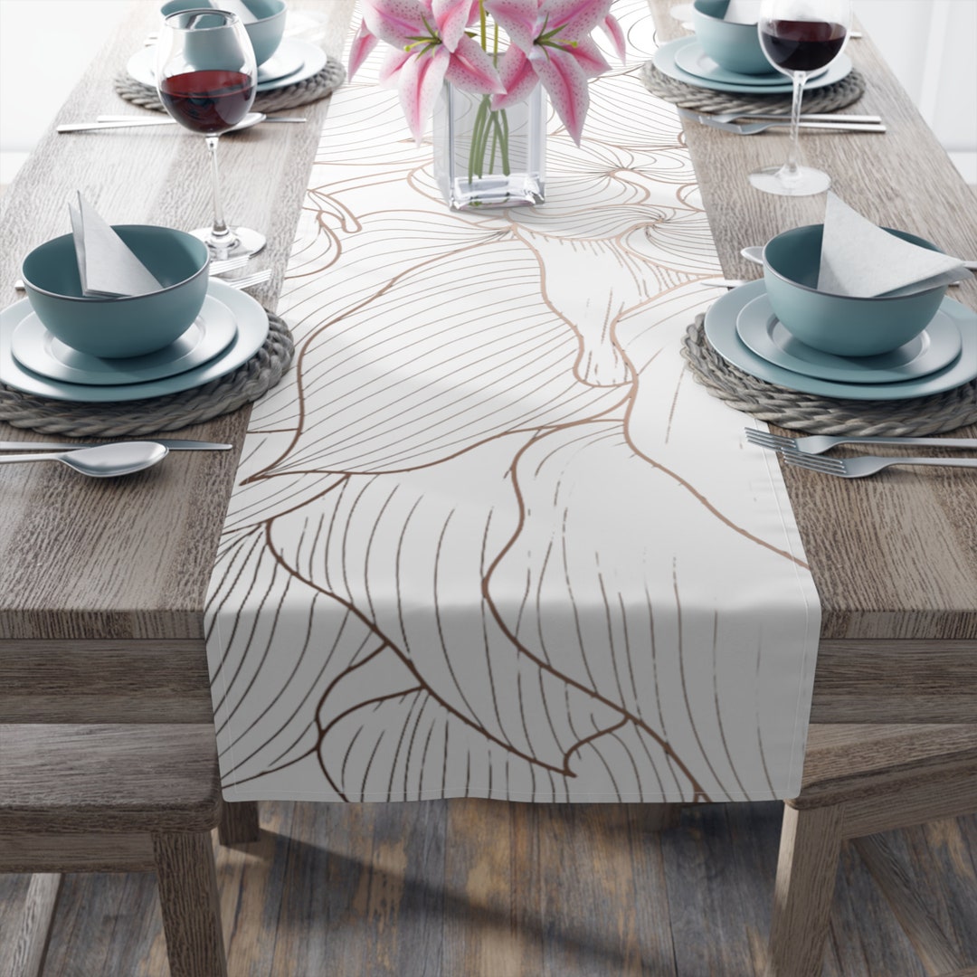 White Gold Table Runner cotton, Poly - Etsy