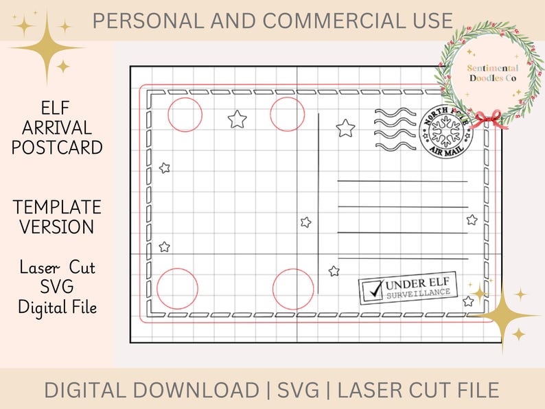 Elf Arrival Postcard Template: SVG Laser Cut File (digital Download) - Etsy