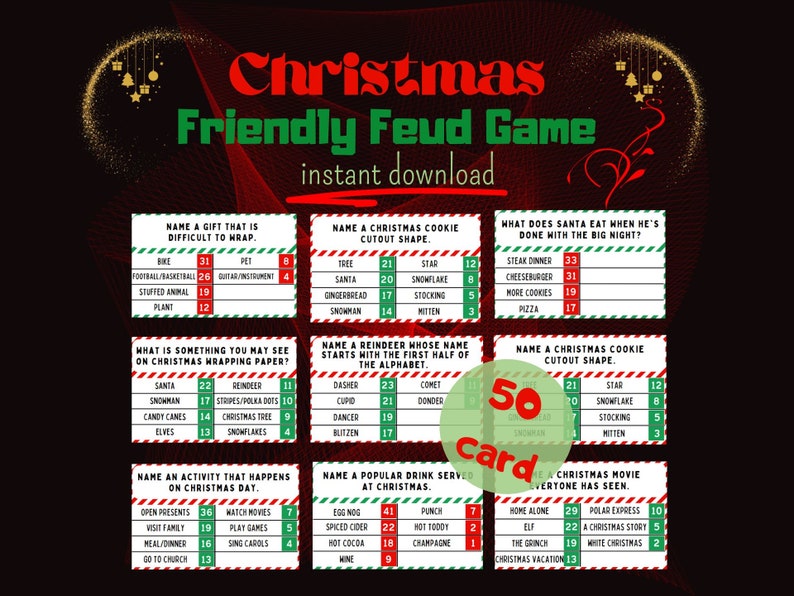 Christmas Friendly Feud Game Printable Christmas Game Christmas Party ...