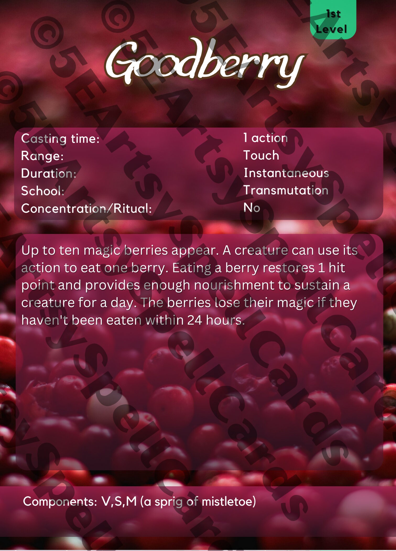 Druid 5E Compatible Artsy Cantrip & Level 1 Printable Spell Cards - Etsy