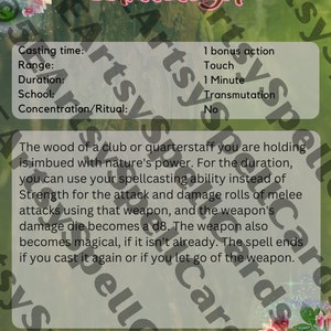 Druid 5E Compatible Artsy Cantrip & Level 1 Printable Spell Cards - Etsy