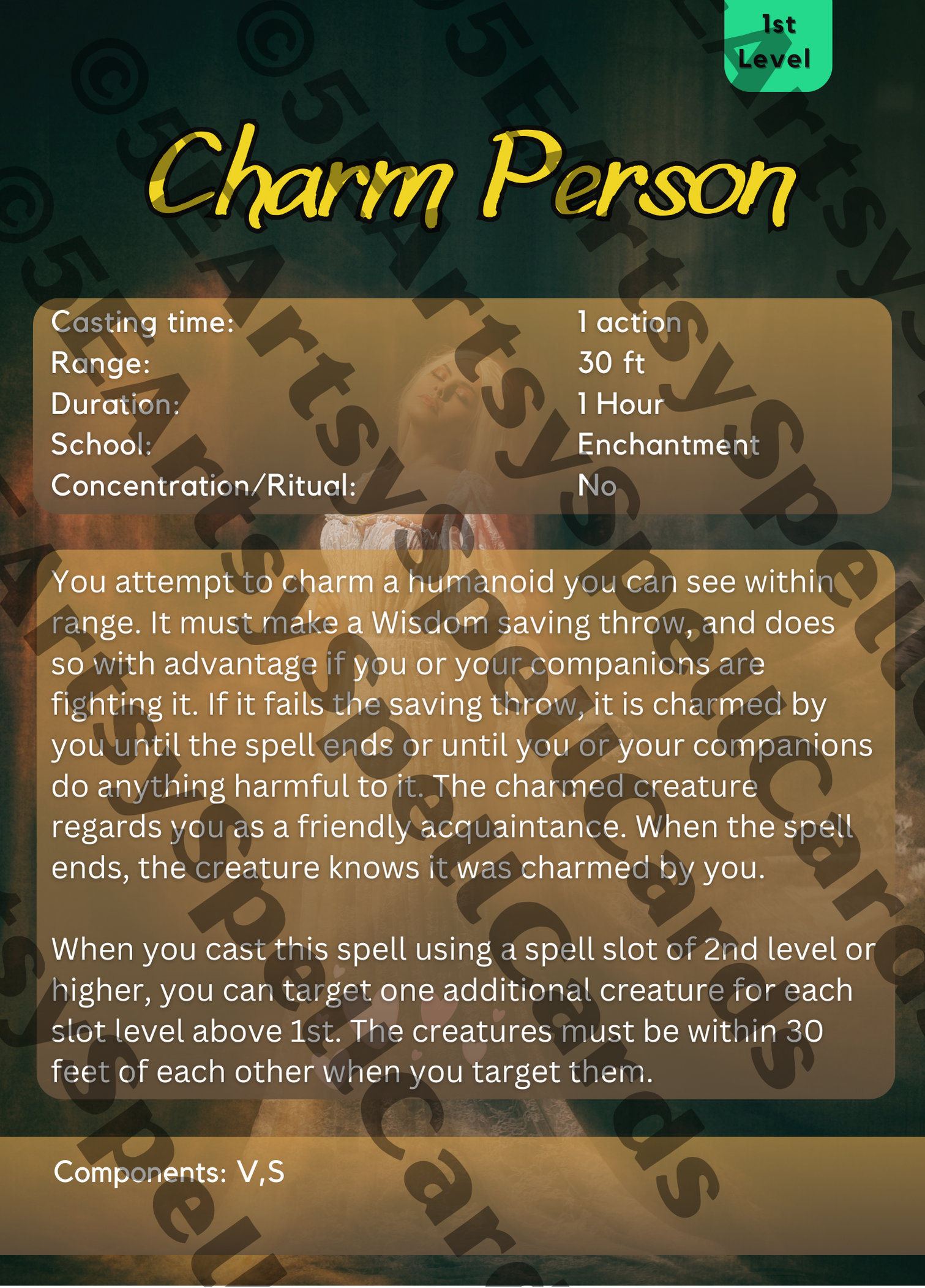 Druid 5E Compatible Artsy Cantrip & Level 1 Printable Spell Cards - Etsy