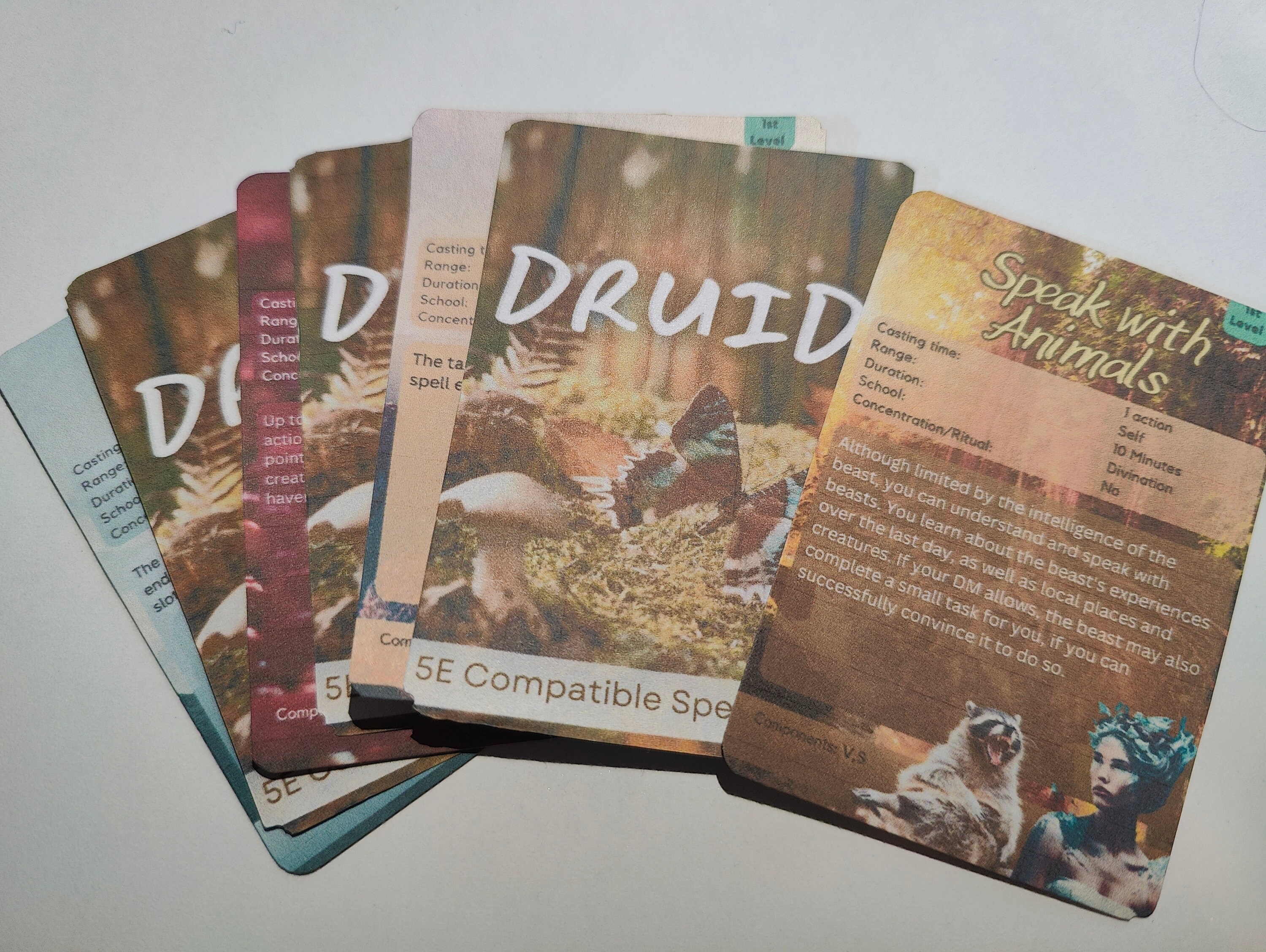 Druid 5E Compatible Artsy Cantrip & Level 1 Printable Spell Cards - Etsy