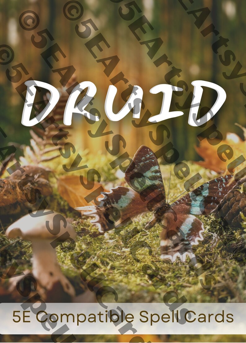 Druid 5E Compatible Artsy Cantrip & Level 1 Printable Spell Cards - Etsy