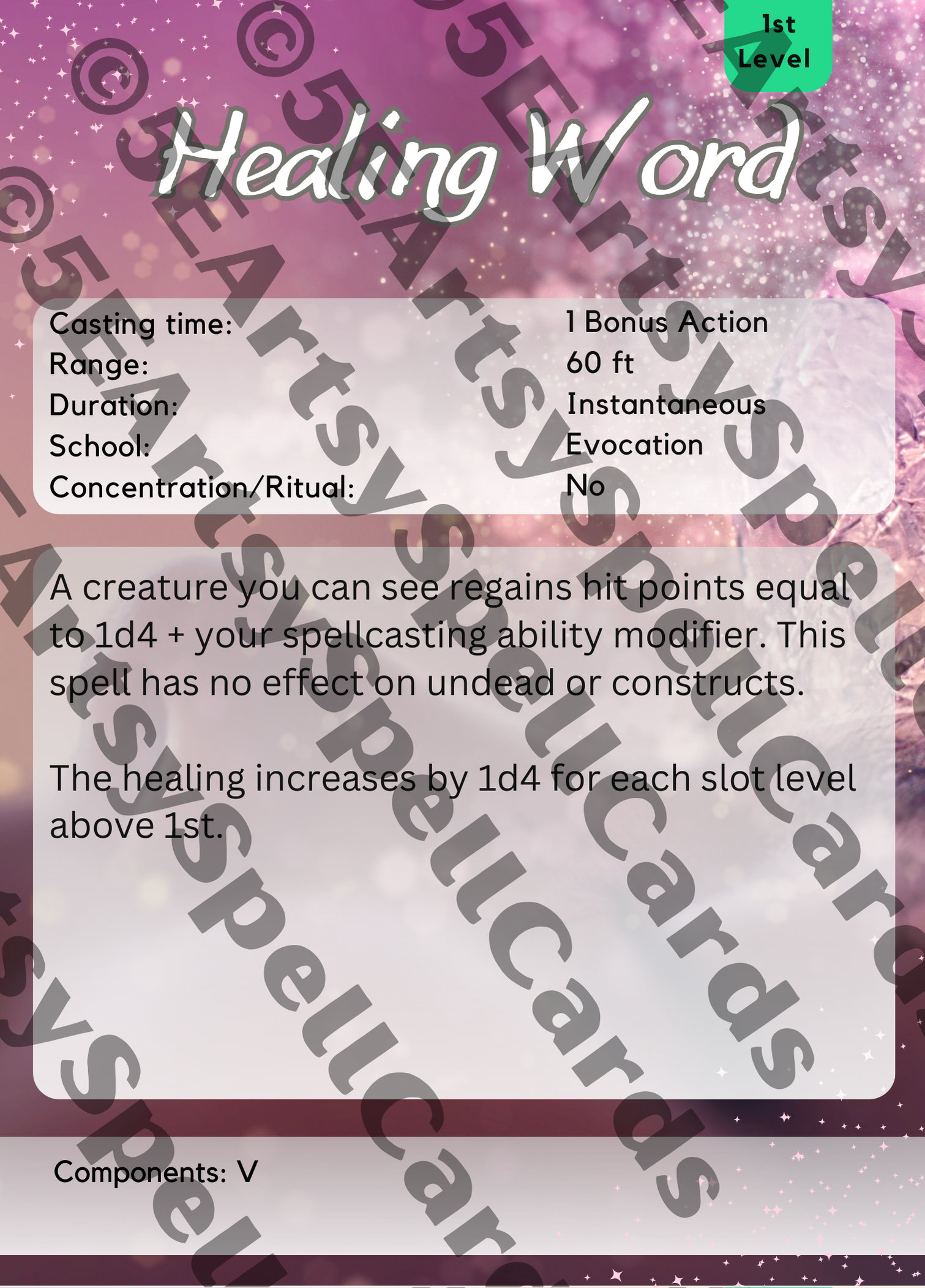 Druid 5E Compatible Artsy Cantrip & Level 1 Printable Spell Cards - Etsy