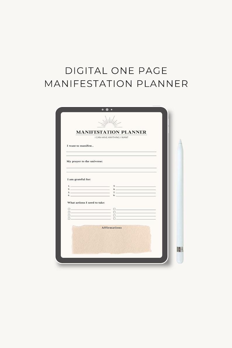 Simple One Page Manifestation Planner, Instant Download, Daily ... Simple One Page Manifestation Planner, Instant Download, Daily ...