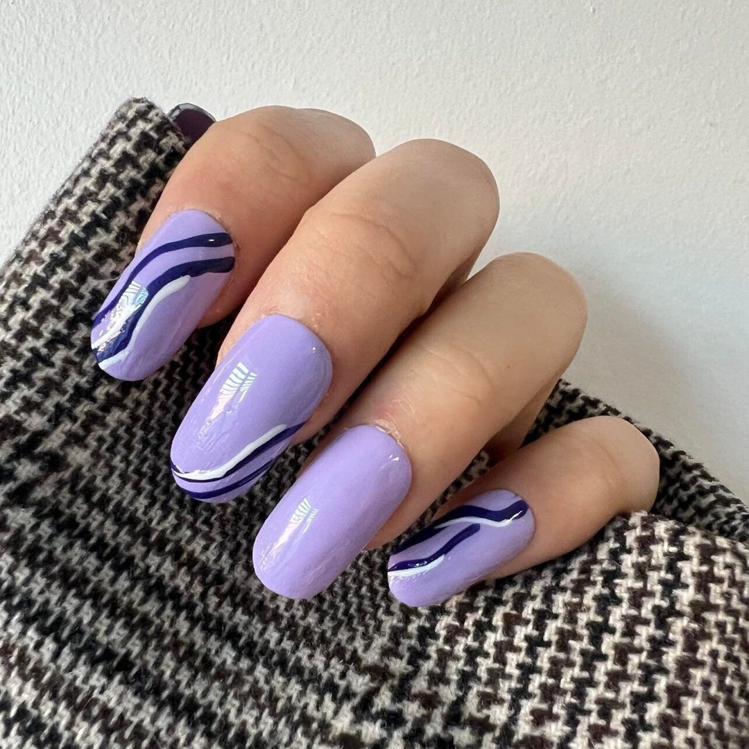 Purple Light Dark Squiggly Lines Solid Fun Geometric Design Press on ...