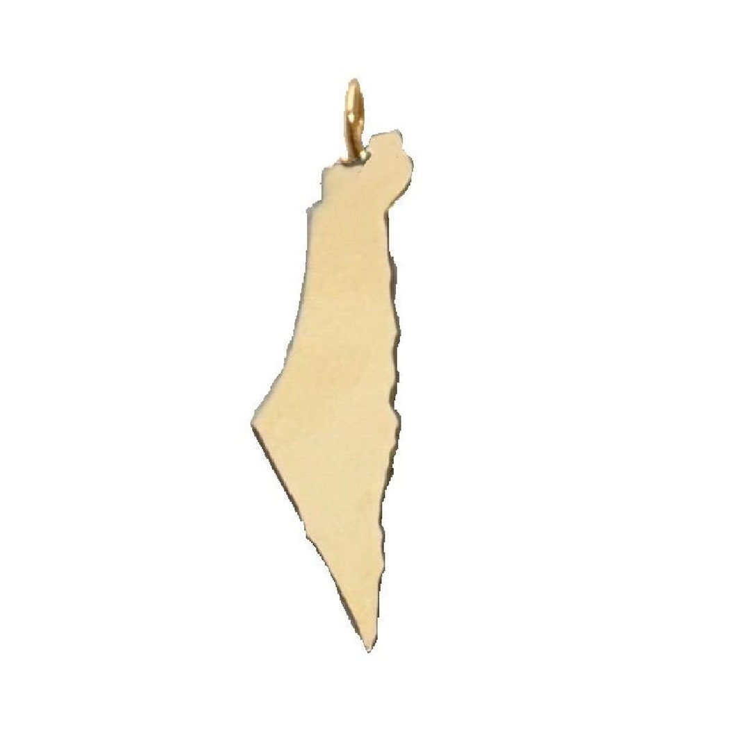 18K Solid Yellow Gold Land of Israel Map Polished Pendant - Etsy