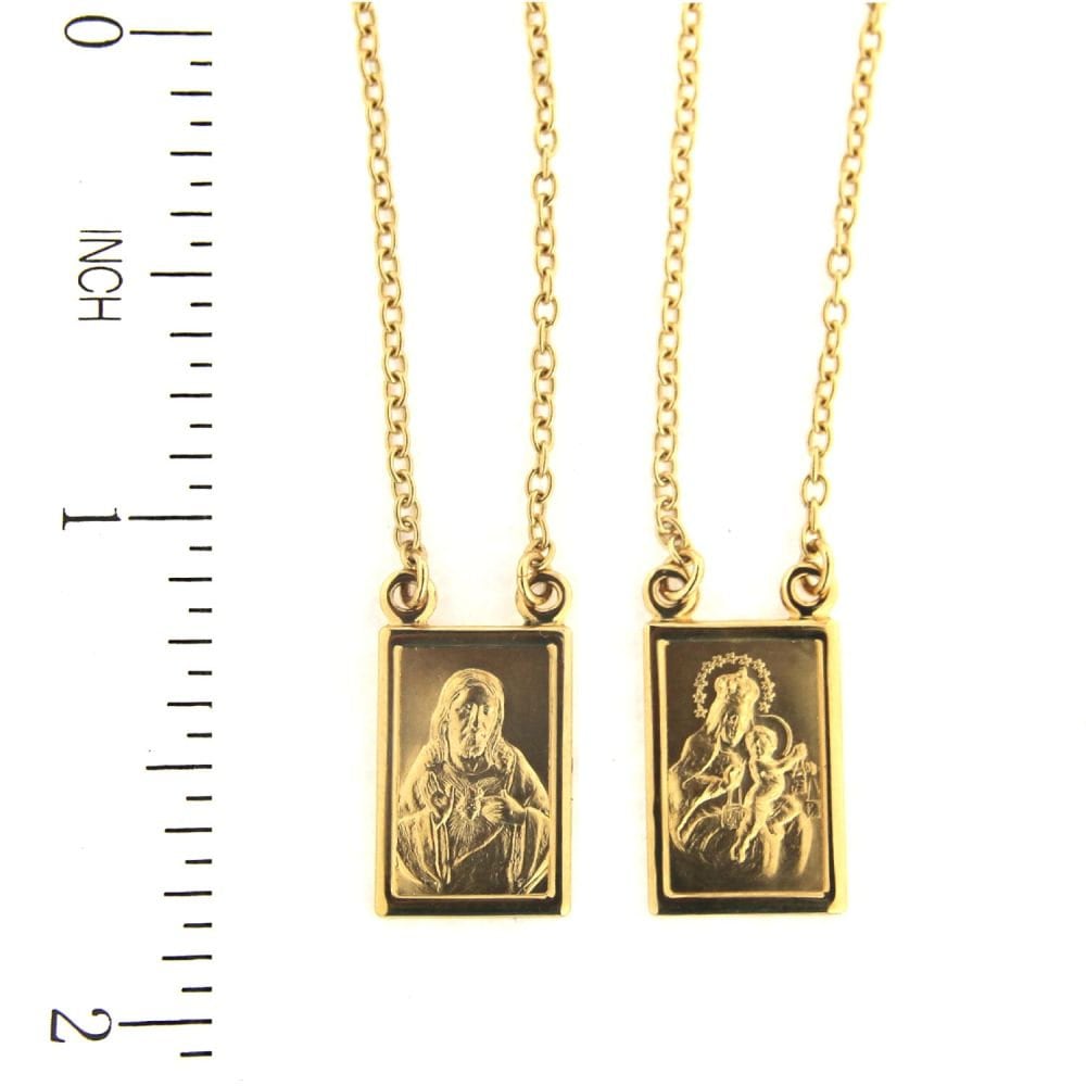 18K Solid Yellow Gold Scapular Necklace - Etsy