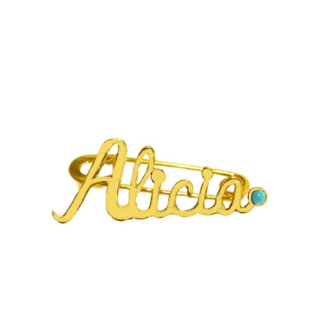 Custom Made 18k Solid Yellow Gold Name Safety Pin - Etsy