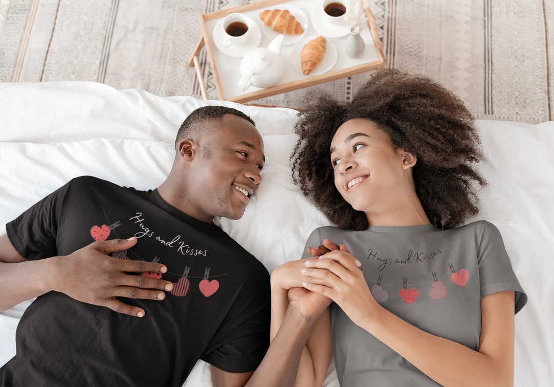 T-shirt hugs and Kisses Trending Lovers Design Thinking of Couple ...