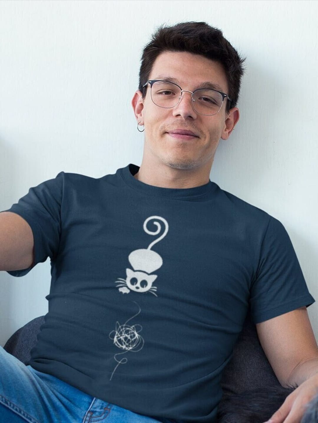 T-shirt "funny Cat" Cute Cat Minimalist Paw Tshirts Funny Animal Nature ...