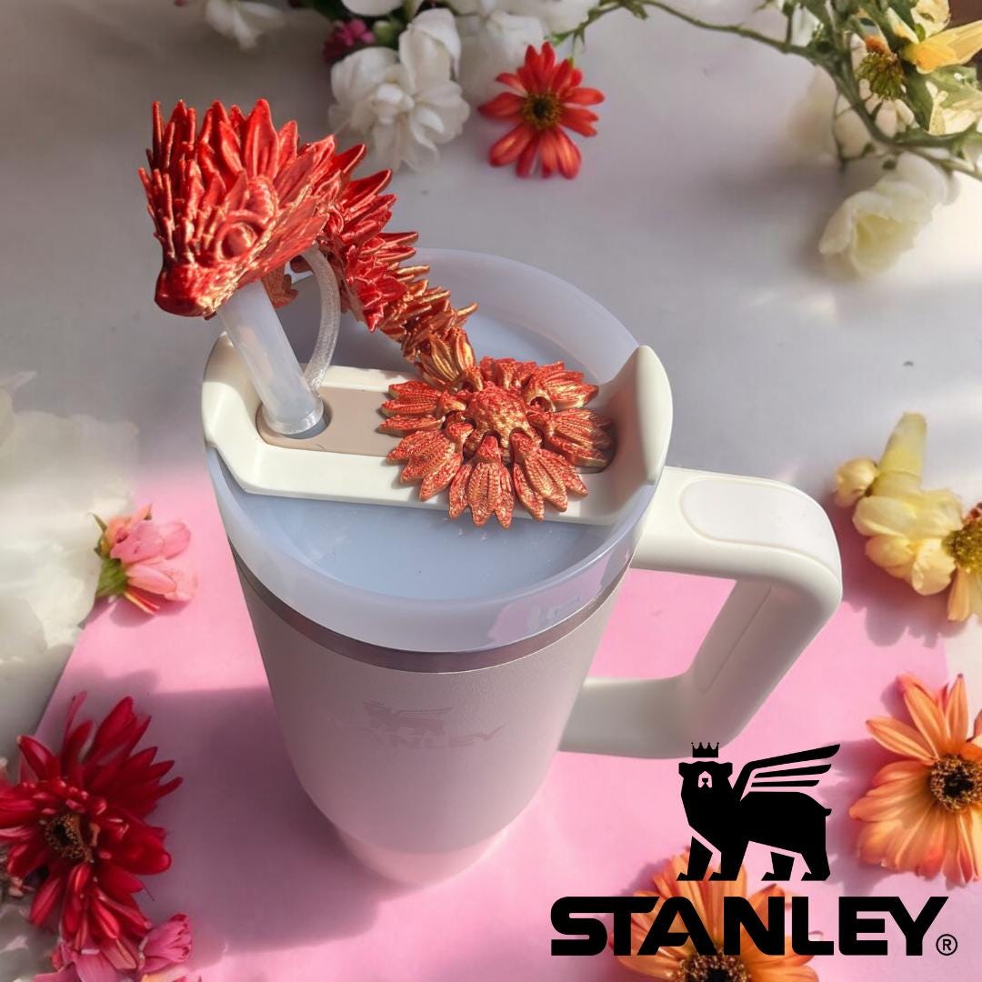 Gorgeous Sunflower Dragon Straw Topper for Stanley Cup, Fits 30z and ...