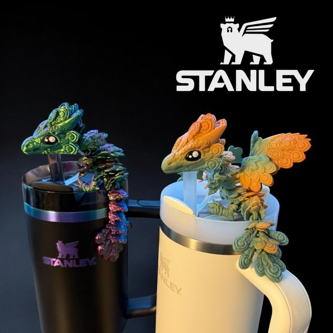 Stunning Peacock Dragon Straw Topper for Stanley Cup, Fits 20oz, 30oz ...